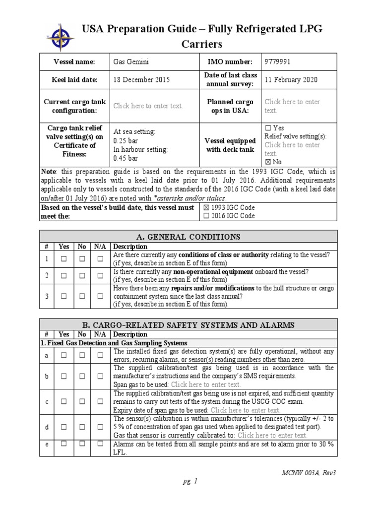 USA Prep Guide - Fully Ref LPG Carriers | PDF