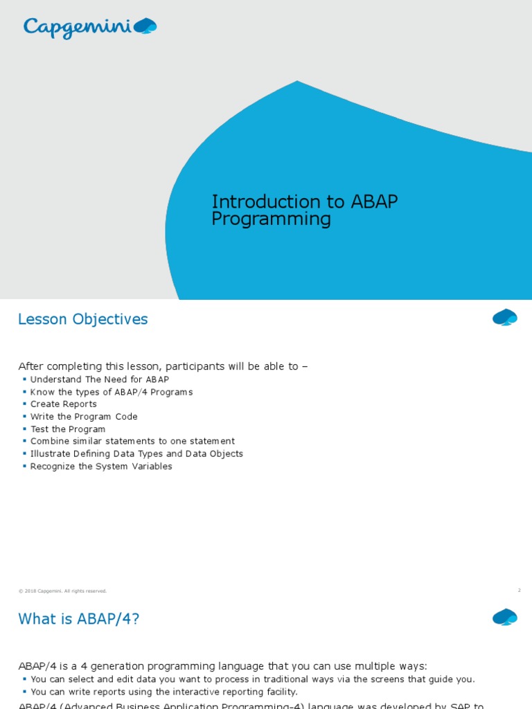 ClassBook-Lessons-ABAP Part I Lesson2 | PDF | Computer Program | Programming