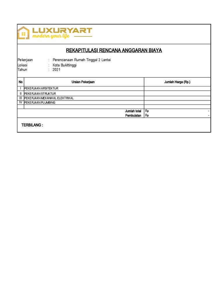 Contoh RAB Kosong 1 | PDF