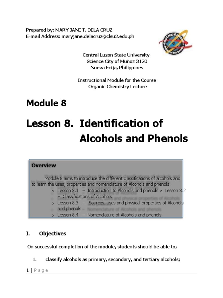 Org Chem Lec Module 8 Alcohols and Phenols | PDF | Intermolecular Force ...