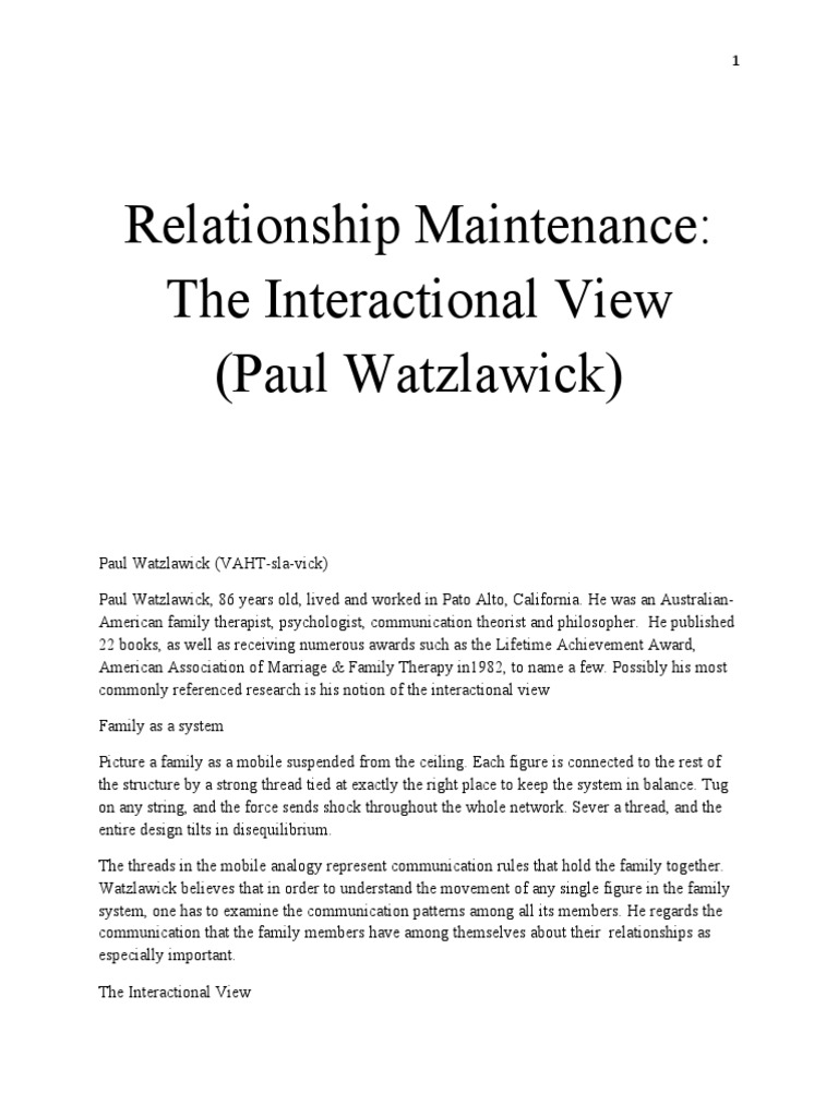 Relationship Maintenance, The Interactional View | PDF | Communication ...