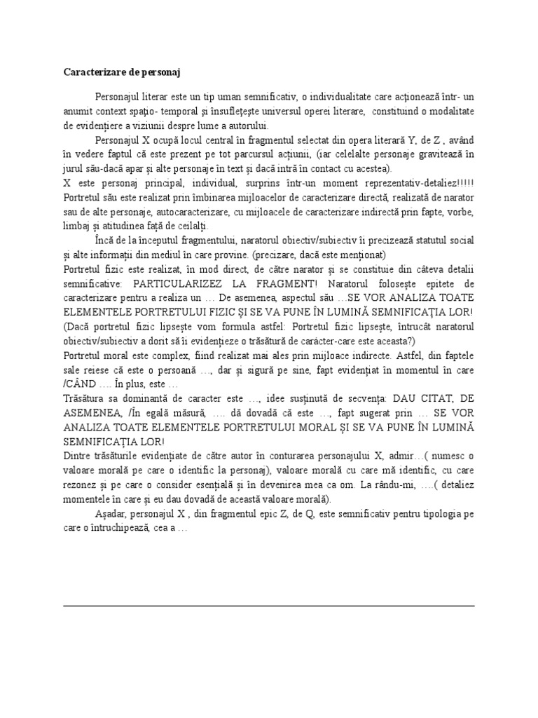 Caracterizare de Personaj | PDF