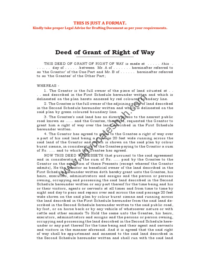 Deed of Grant of Right of Way | PDF | Deed | Natural Resources Law