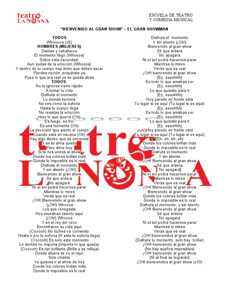 Letra The Greatest Show | PDF