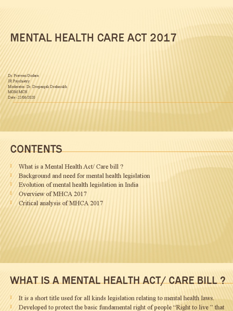 Overview of Mental Health Care Act 2017 | PDF | Psychiatry | Mental ...