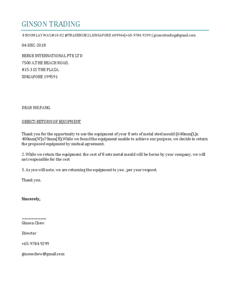 Return of Equiment PDF | PDF