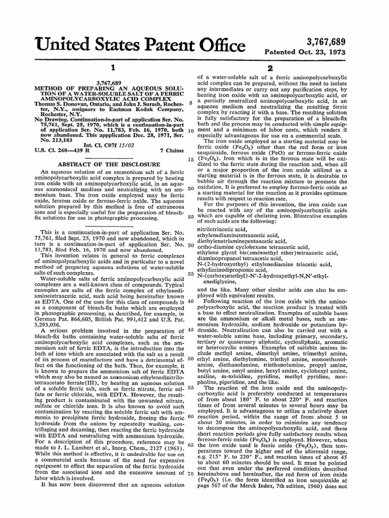 Iron Oxide - Edta - Ammonia Reaction | PDF | Amine | Acid