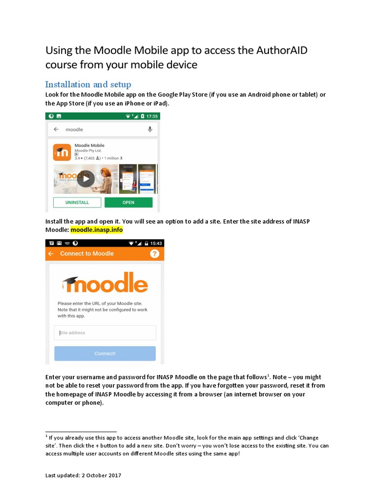 Using The Moodle Mobile App To Access The AuthorAID Course | PDF ... Using The Moodle Mobile App To Access The AuthorAID Course | PDF ...