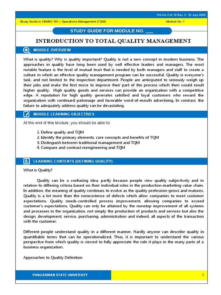 Quality Management | PDF | Quality (Business) | Quality Management