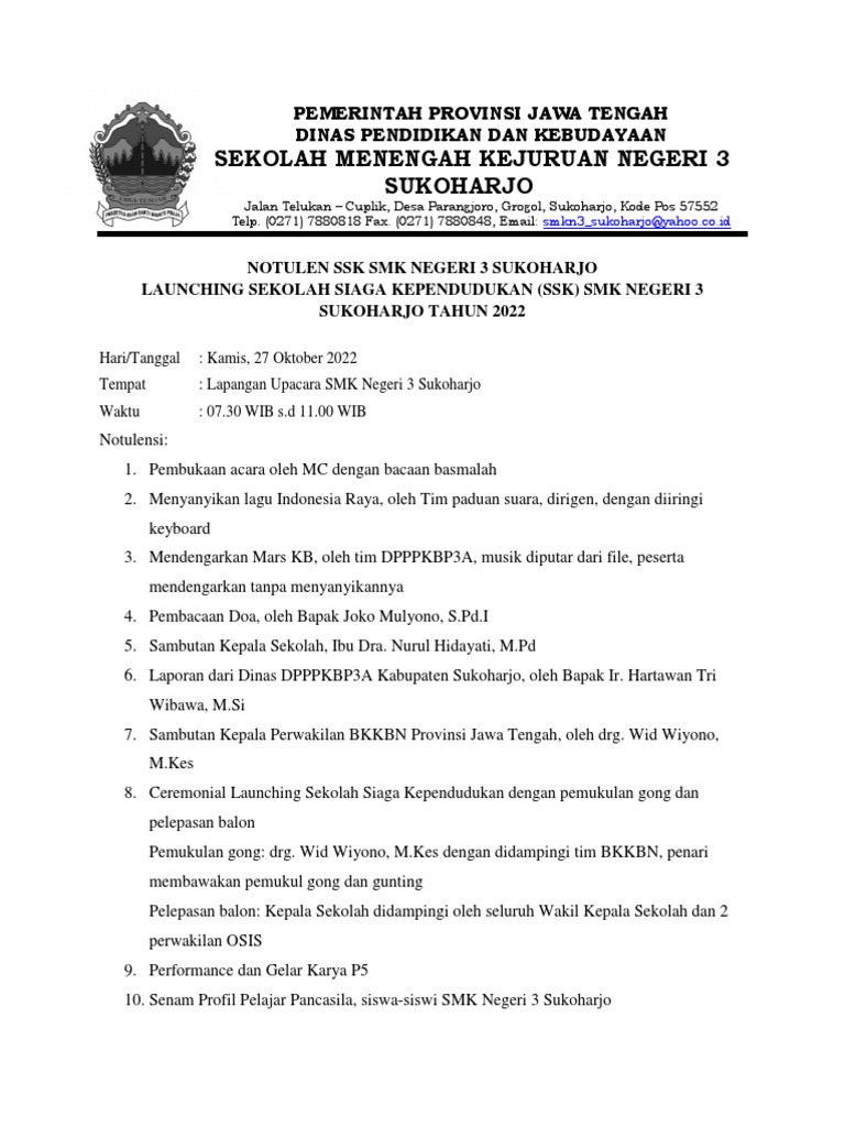 Notulen Launching SSK | PDF | Perjalanan