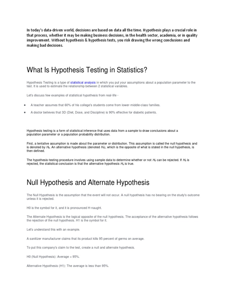Unit-4 Hypothesis - Testing | PDF | Type I And Type Ii Errors ...