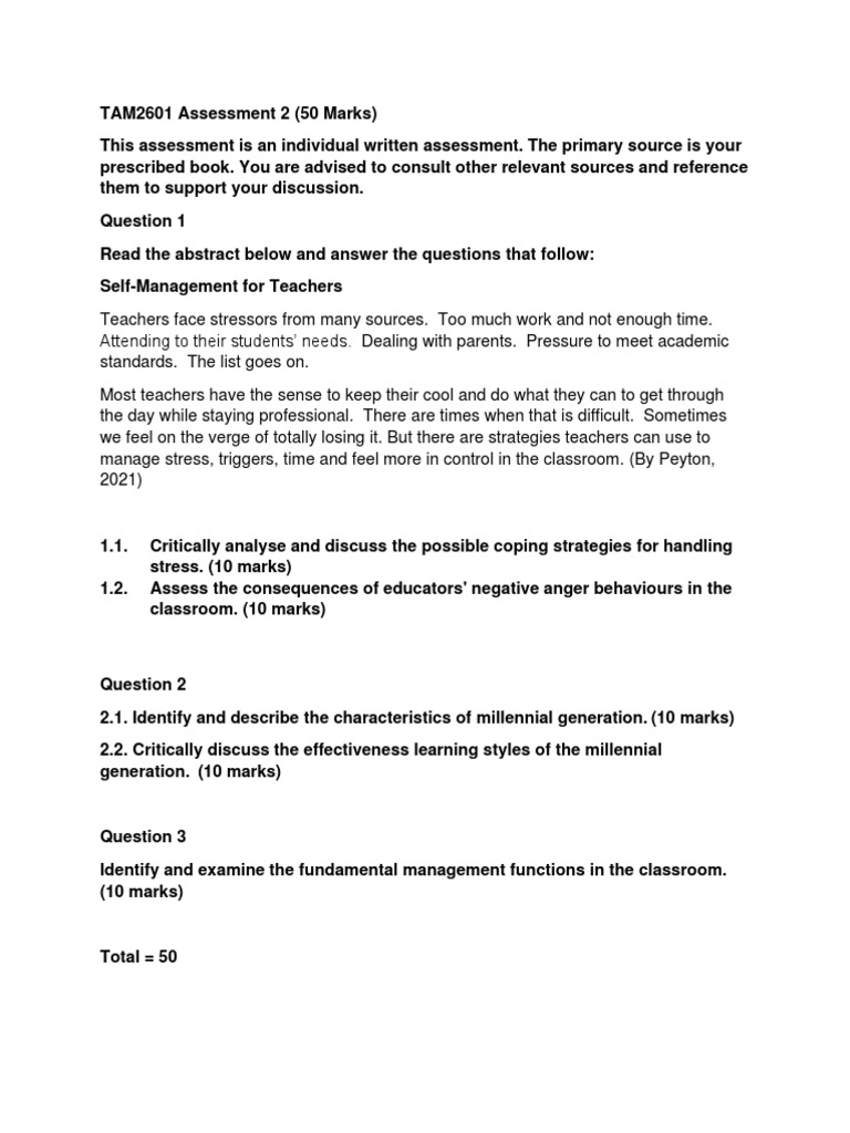 TAM2601 Assessment 2 | PDF