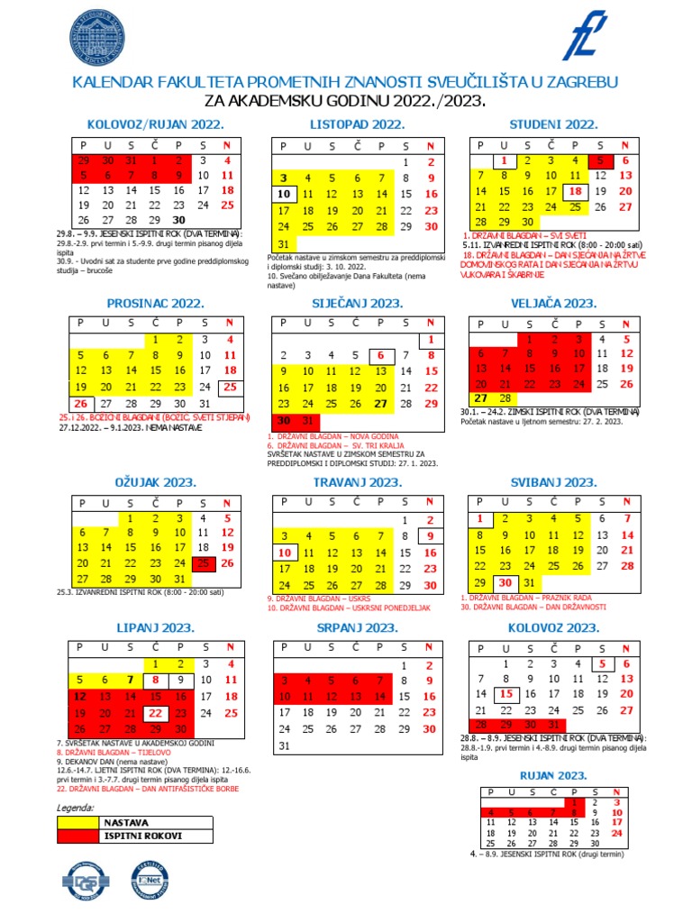 Akademski kalendar za 2022._2023. godinu | PDF