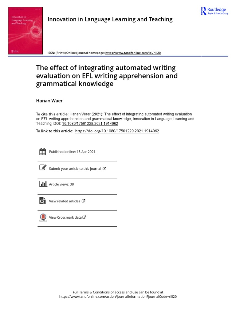 Waer, H. (2021) - The Effect of Integrating Automated Writing Evaluation On EFL Writing ...