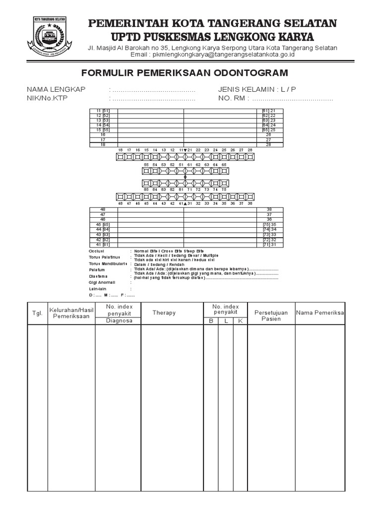 Formulir Pemeriksaan Odontogram | PDF