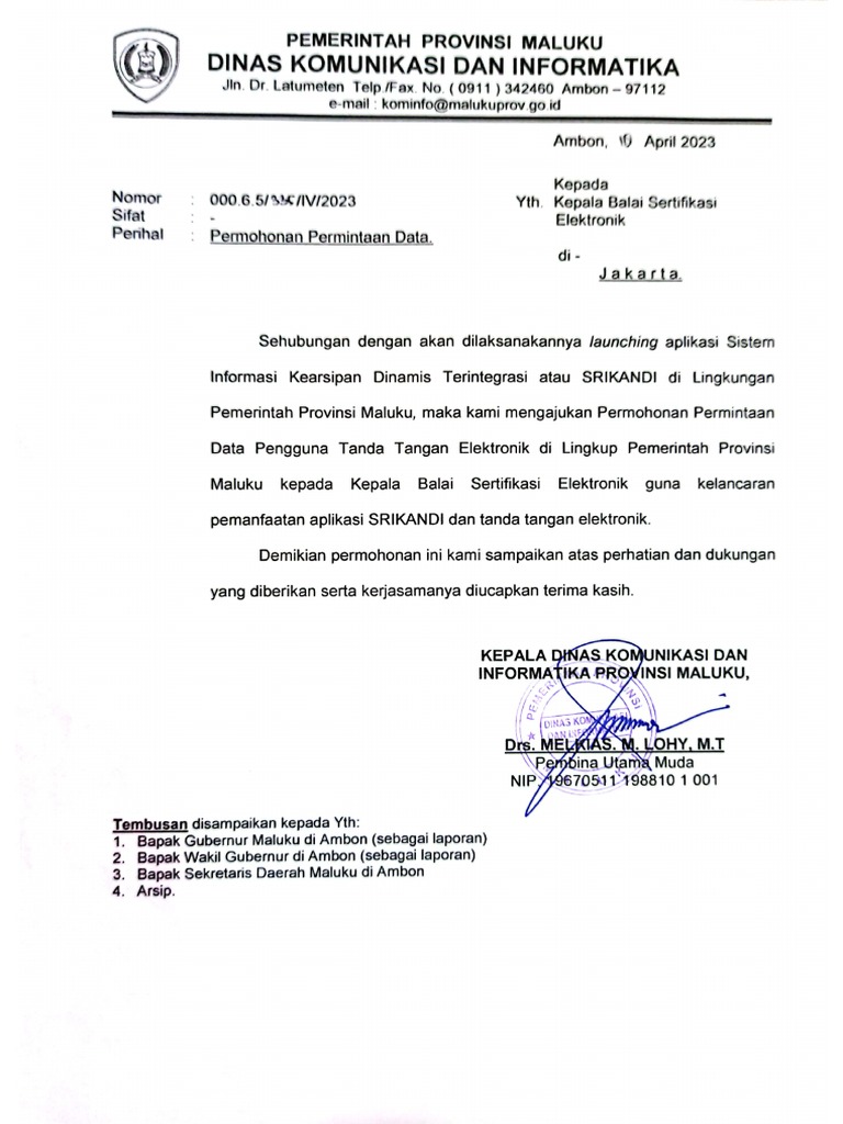 Surat Permintaan Data PDF | PDF Surat Permintaan Data PDF | PDF