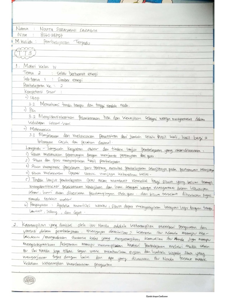 TT3 Pembelajaran Terpadu | PDF