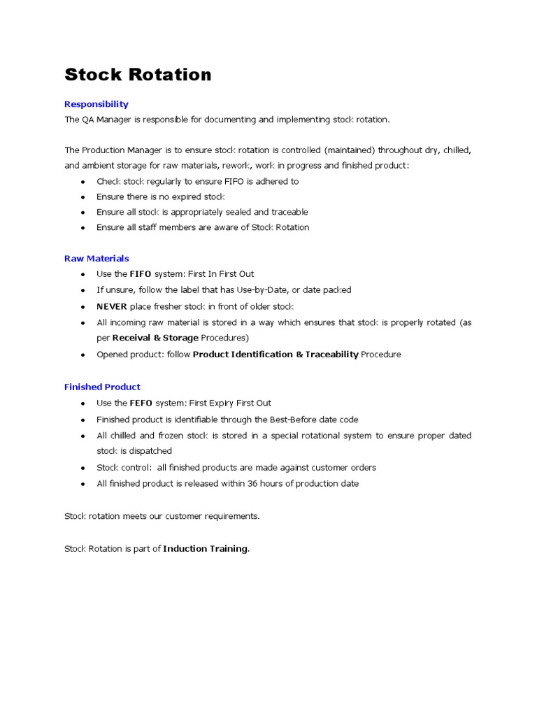 90 Stock Rotation | PDF