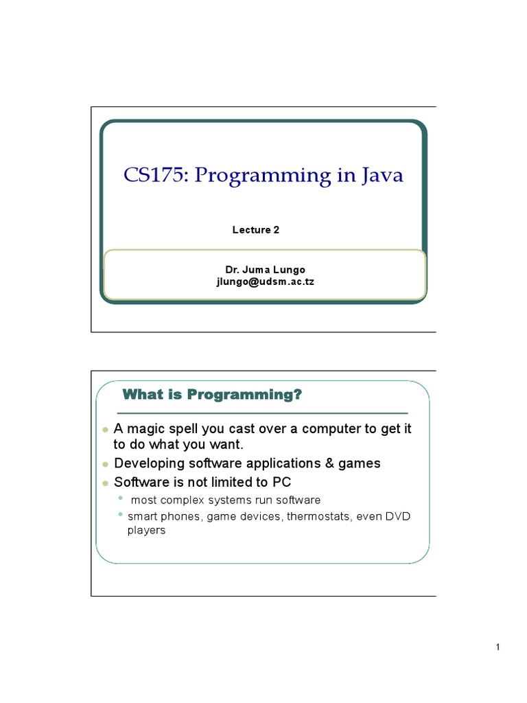 CS175 Lecture 2 | PDF | Java (Programming Language) | Java (Software Platform)