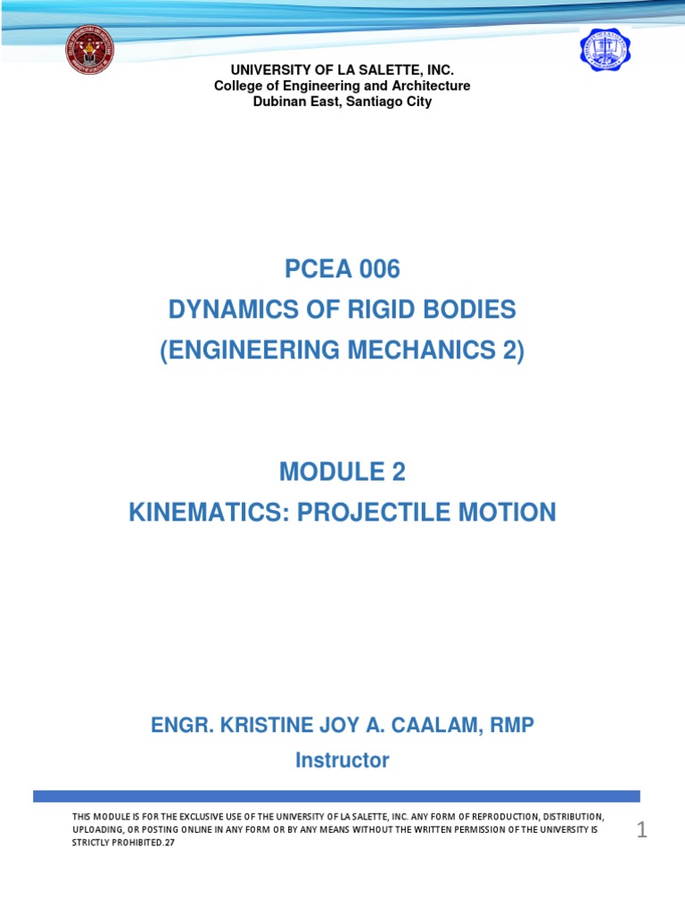 PCEA 006 - Module 2 - Kinematics (Projectile Motion) | PDF | Force ...