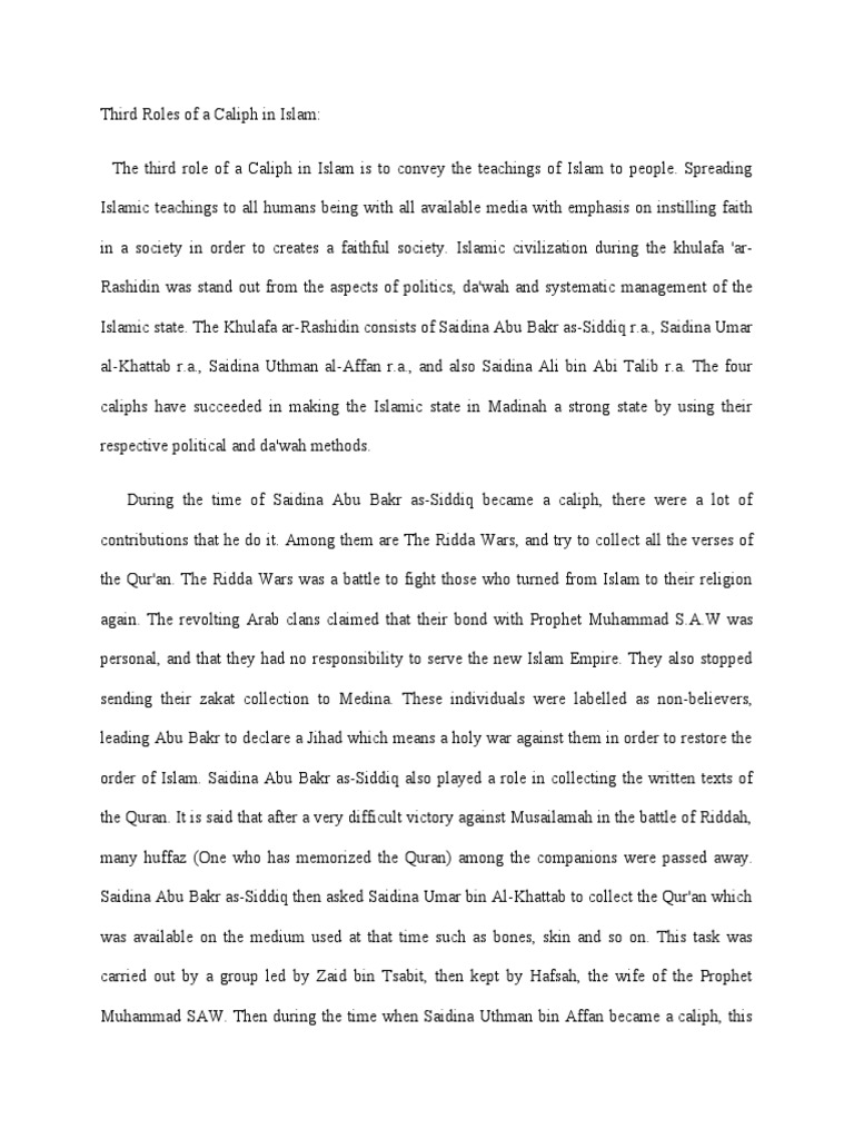 Third Roles of A Caliph in Islam | PDF