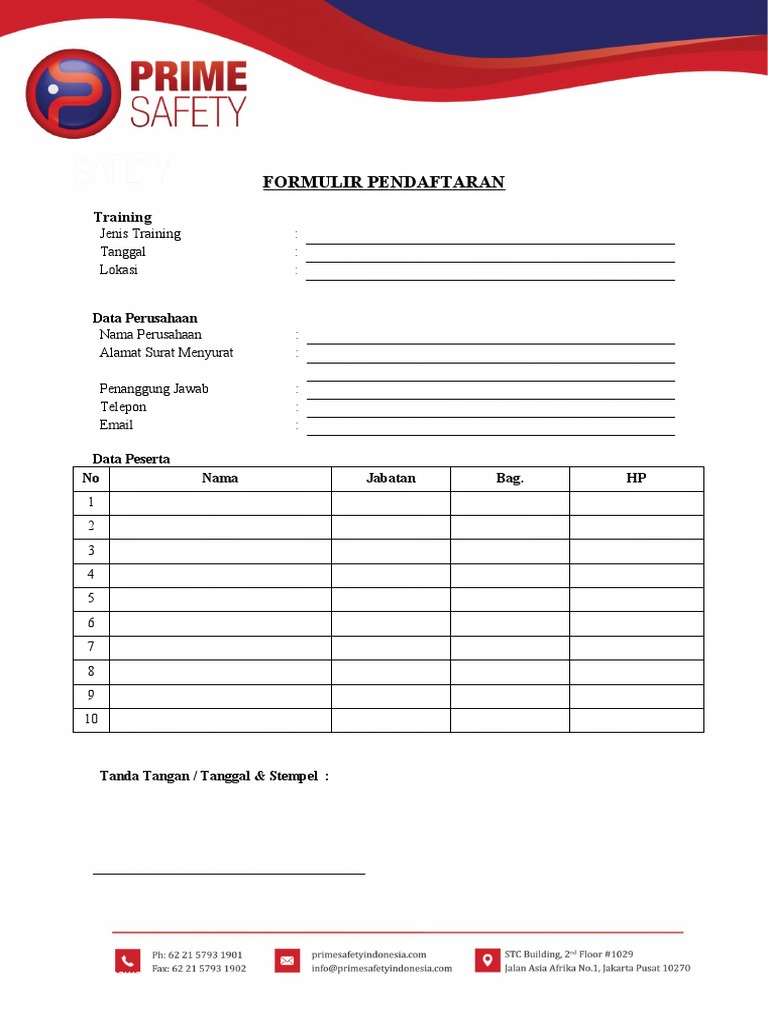 Formulir Pendaftaran Training | PDF