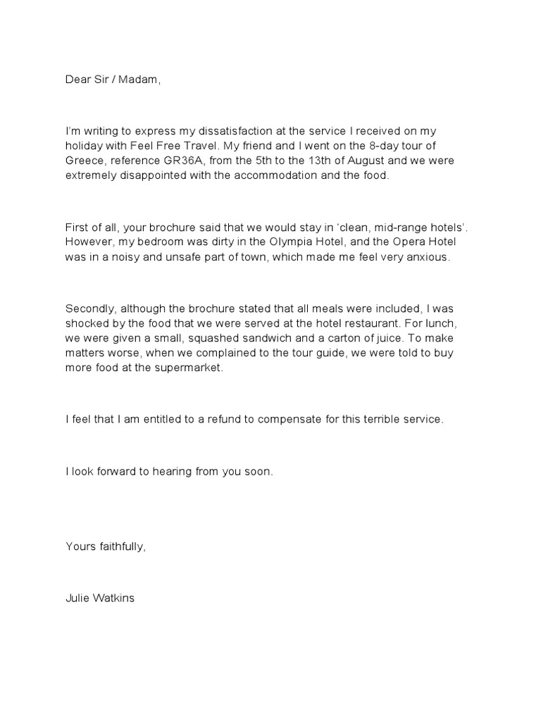 Complain email TEMPLATE.docx | PDF