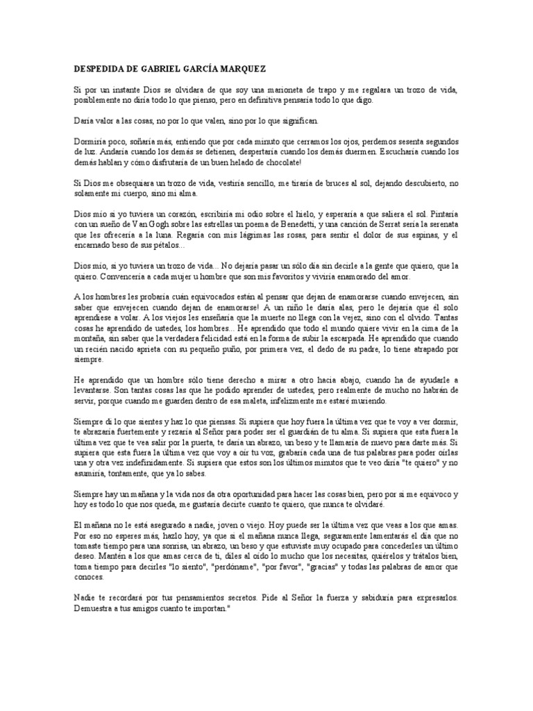 Despedida de Gabriel García Marquez | PDF | Poesía