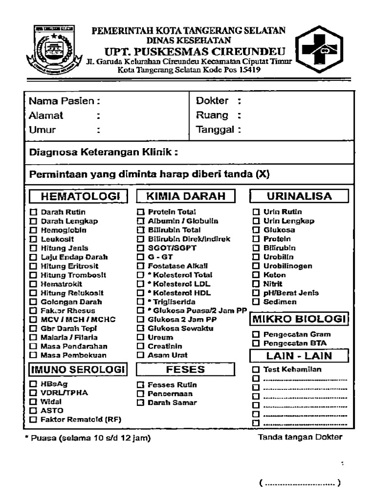 Surat Ket. Pengantar Lab | PDF