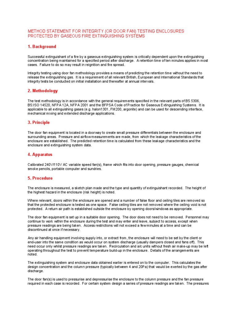 Method Statement For Integrity Test | PDF | Gases | Door