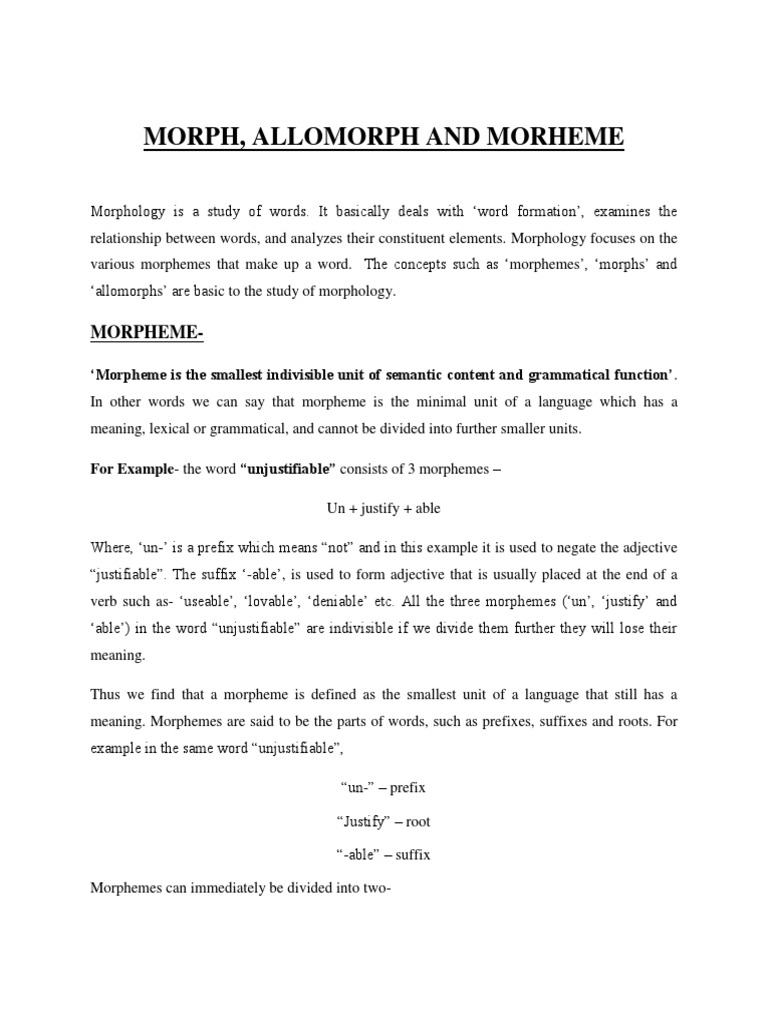 Morphology Basics | PDF | Word | Morphology (Linguistics)