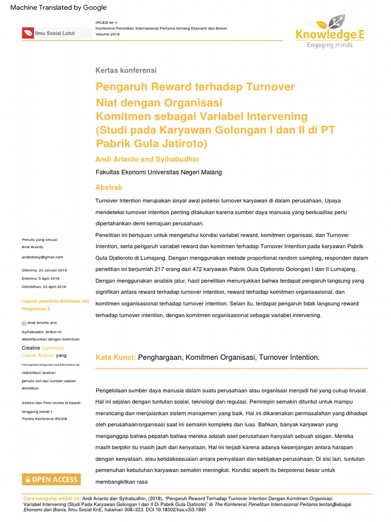 Pengaruh Reward Terhadap Turnover Niat Dengan Organisasi Komitmen ...