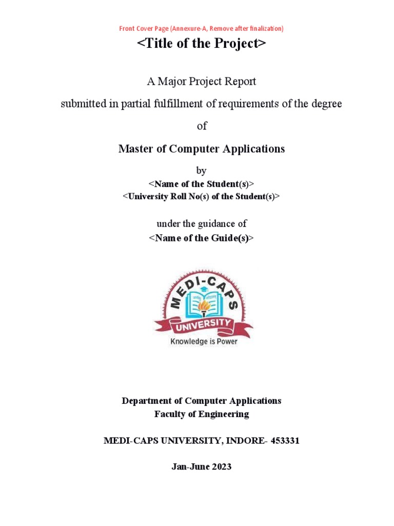 MCA Project Report Format - MU - Updated | PDF | Databases | My Sql