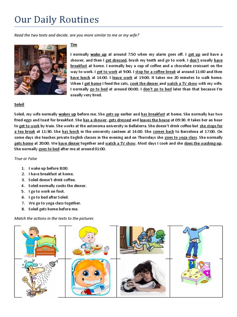 Daily Routines | PDF | Lunch | Food And Drink