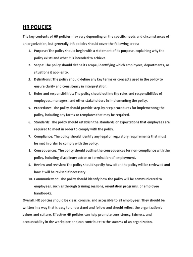 HR Policies | PDF | Policy | Employment