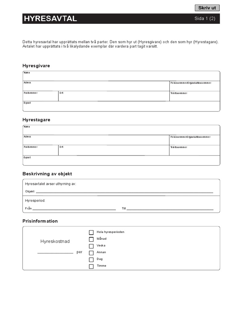Hyresavtal | PDF