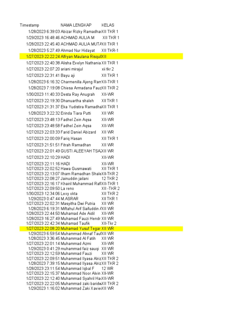 Student Attendance Log | PDF