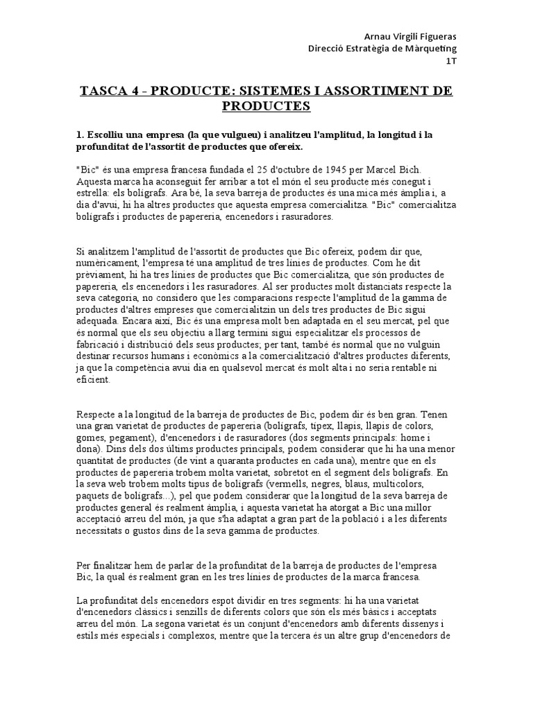 TASCA 4 DIRECCIÓ ESTRATÈGIA DE MÀRQUETING | PDF