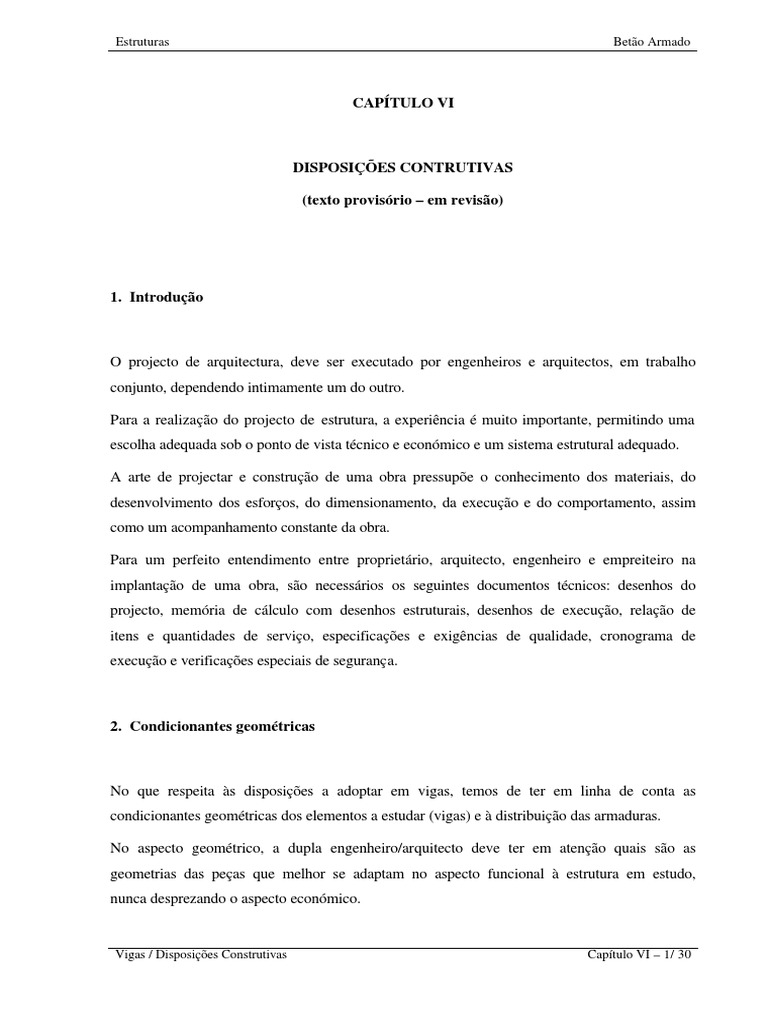 Vigas em Bet o - Cap VI - DisposiçSes Construtivas - Prov PDF | PDF ...