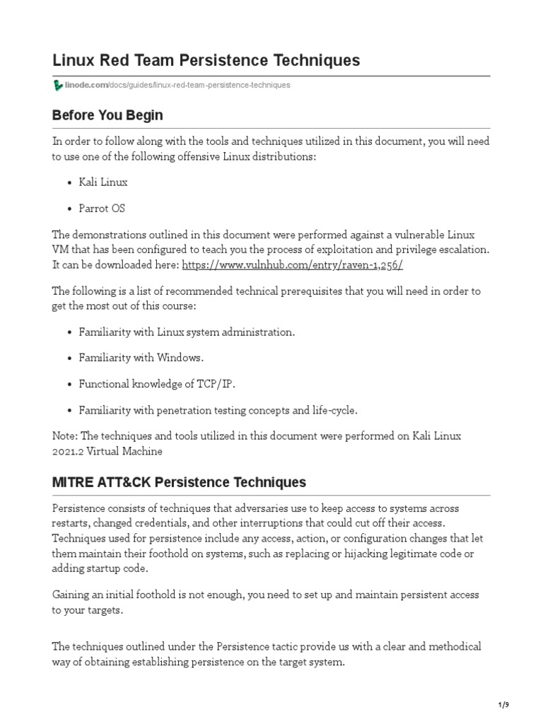 Linux Red Team Persistence Techniques | PDF | Superuser | Secure Shell