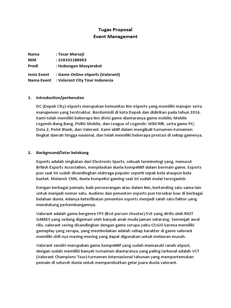 Tugas Proposal Event - 065821 | PDF