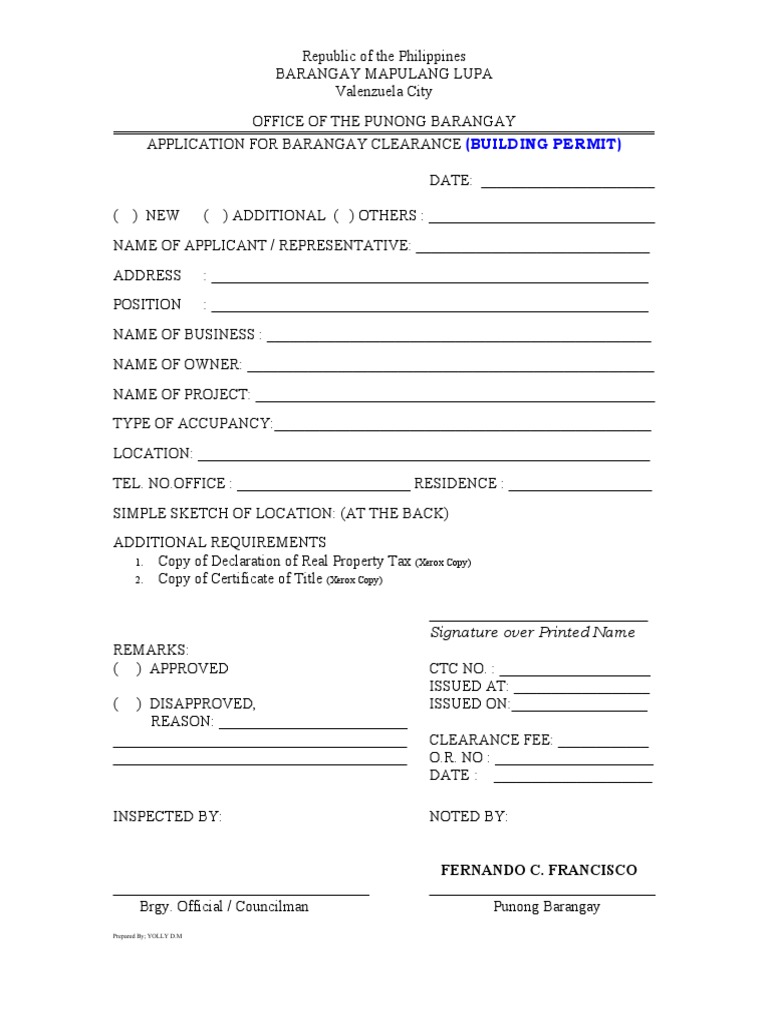 Building Application Form | PDF | Government | Civil Law (Common Law)