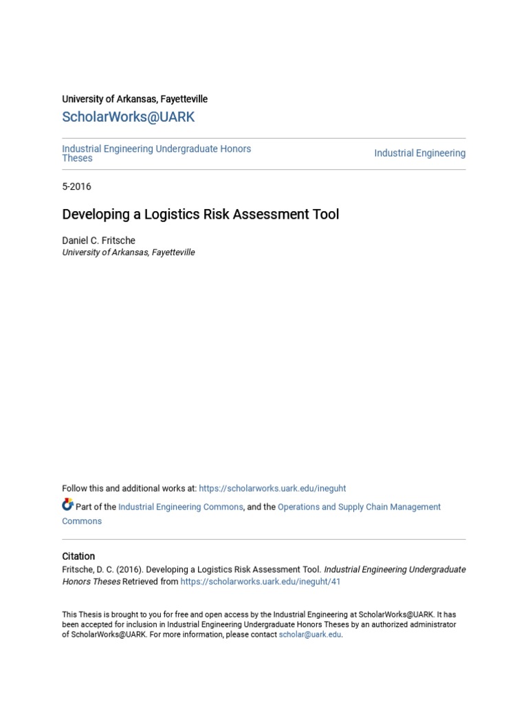 Developing a Logistics Risk Assessment Tool.pdf | PDF | Supply Chain | Risk