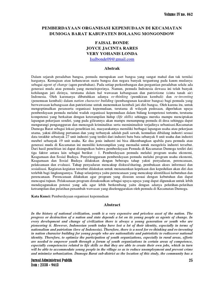 Pemberdayaan Pemuda di Dumoga Barat | PDF