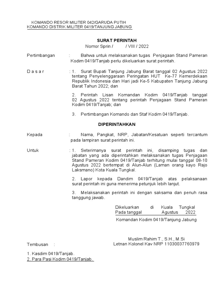 Sprin Penjaga Stand 08-2022 PDF | PDF