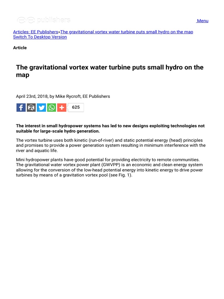 The Gravitational Vortex Water Turbine P | PDF