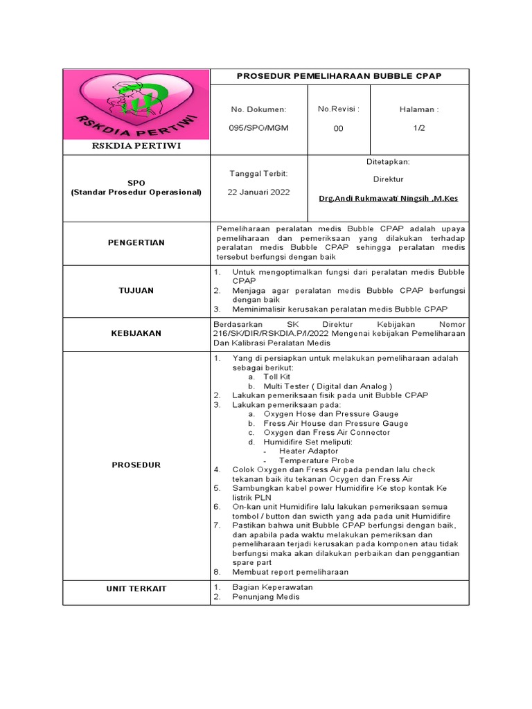 SOP Alat Life Support CPAP | PDF