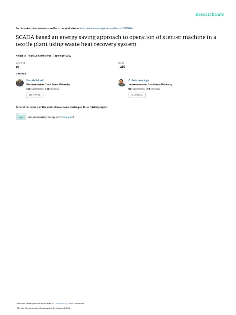 Scada Based An Energy Saving Approach To Operation of Stenter Machine ...