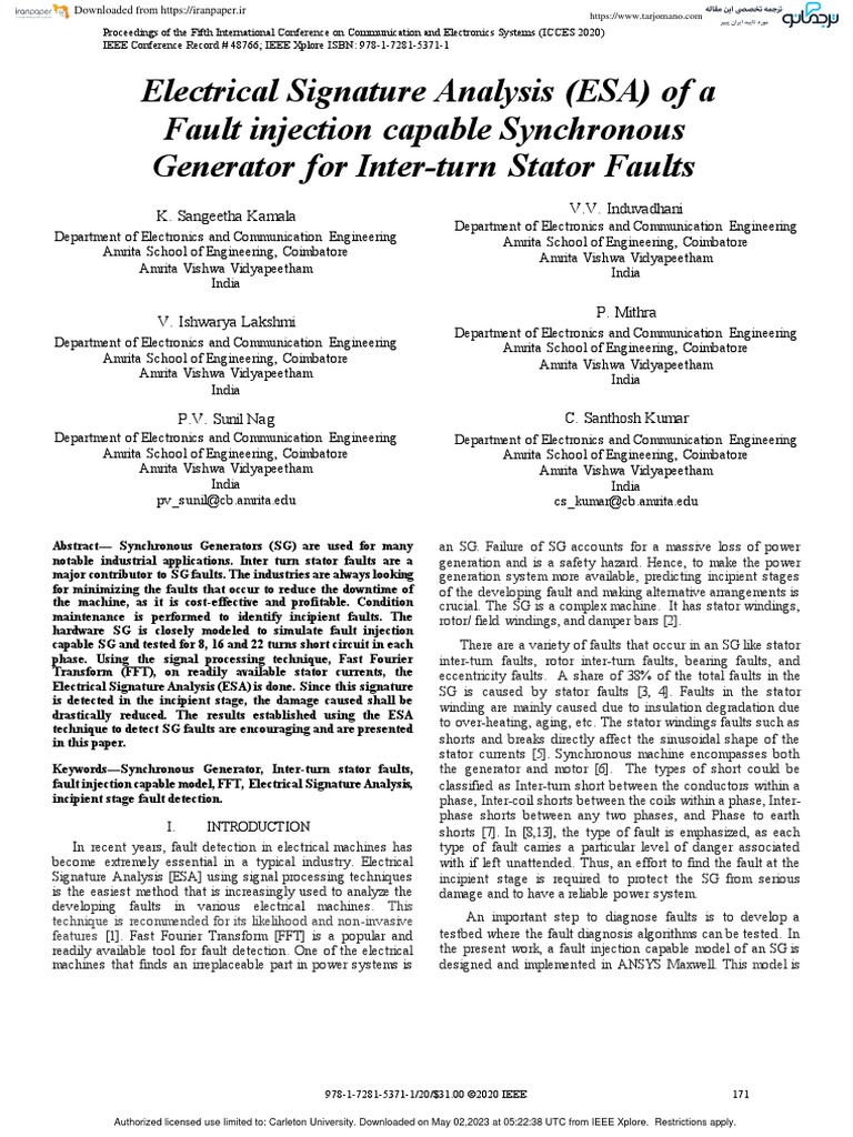 Electrical Signature Analysis (ESA) of A Fault Injection Capable ...