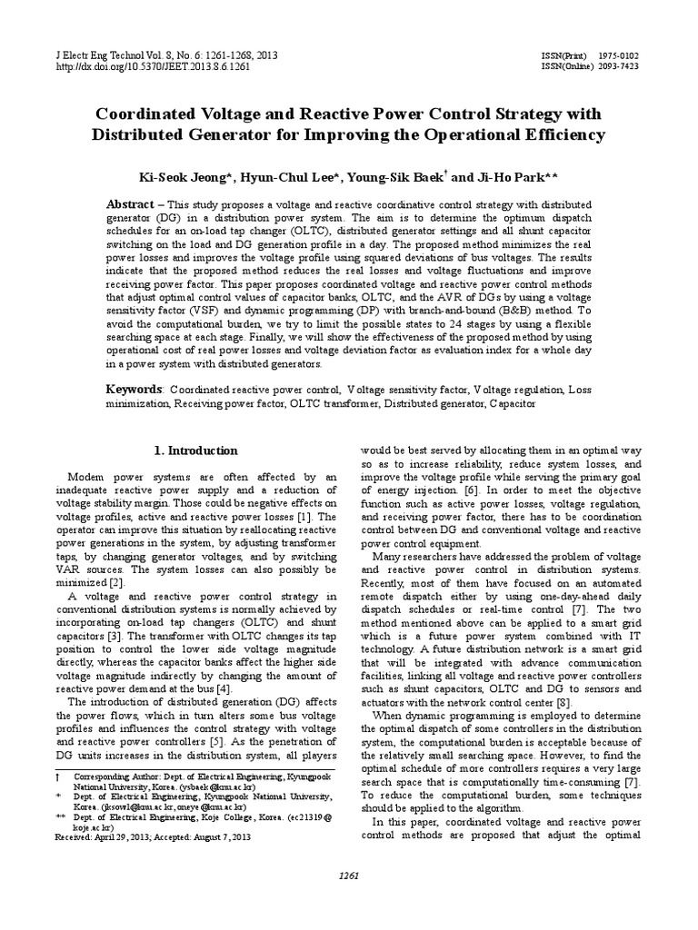 Coordinated Voltage And Reactive Power Control Strategy With